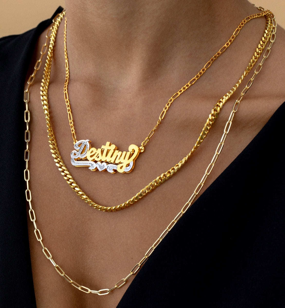 Breanna Nameplate with Figaro chain – Joolaree